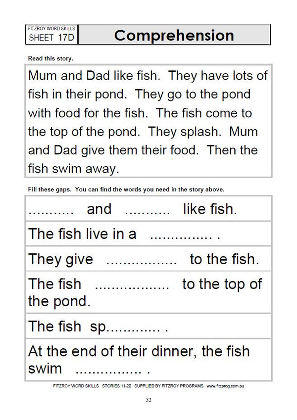 Fitzroy WORD SKILLS 11-20 for Fitzroy Reader level 11-20 - Fitzroy Readers