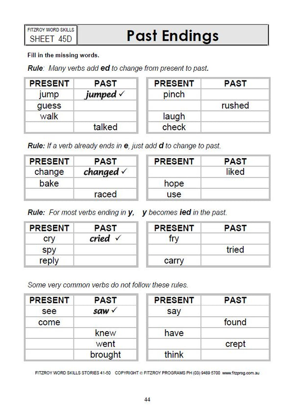 Fitzroy WORD SKILLS 41-50 for Fitzroy Reader level 41-50 - Fitzroy Readers