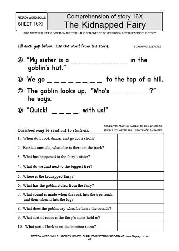 Fitzroy WORD SKILLS 11x-20x for Fitzroy Reader level 11x-20x - Fitzroy ...