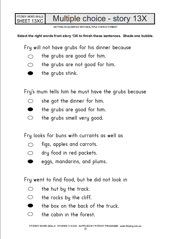 Fitzroy Word Skills ANSWER Book 11x-20x - Fitzroy Readers